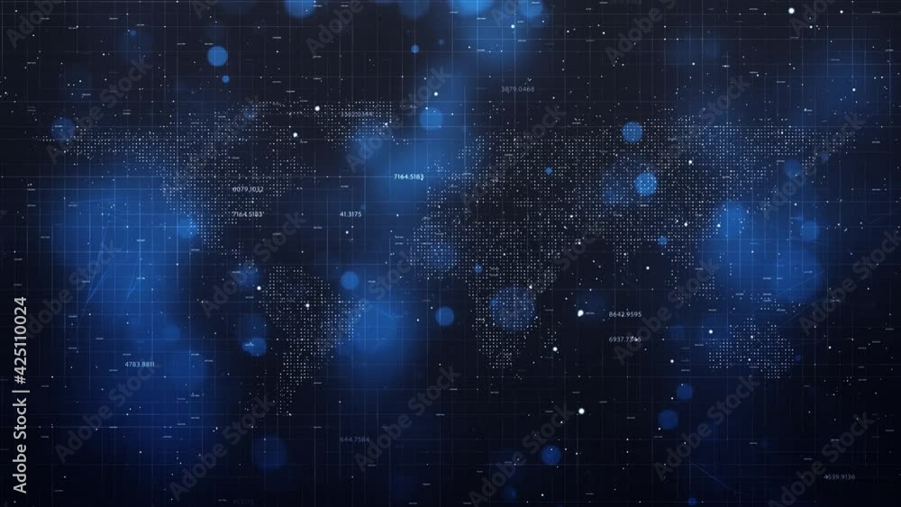 Conceptual earth world map on dark digital artificial intelligence ...