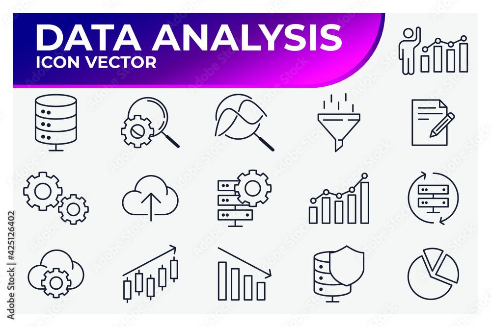 Set of Data analysis icon. Financial Analytics pack symbol template for ...