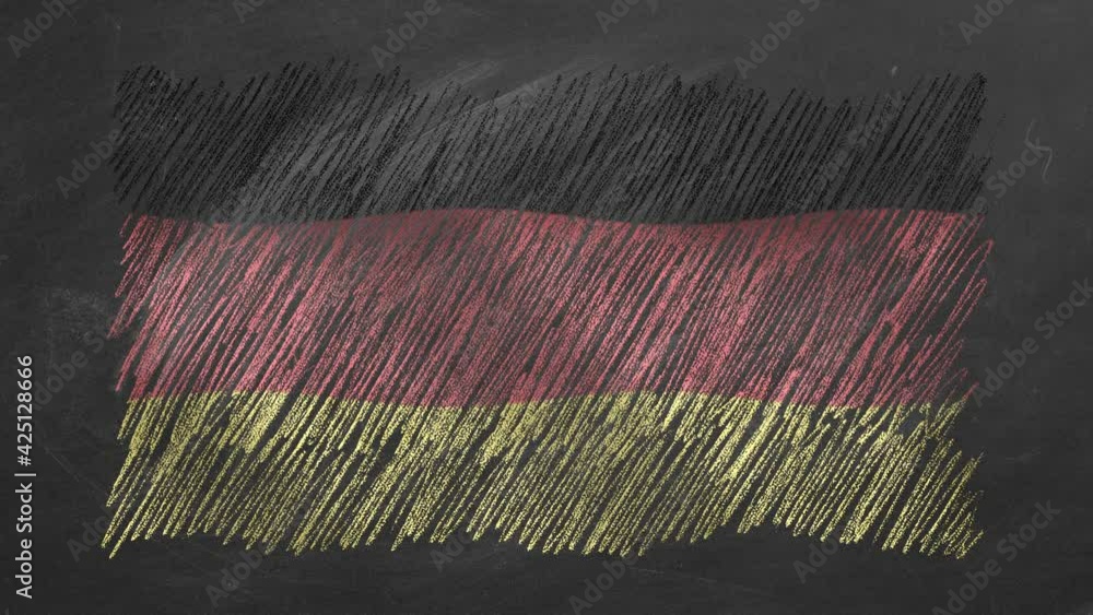National flag of Germany hand drawn with chalk on blackboard. Flag ...