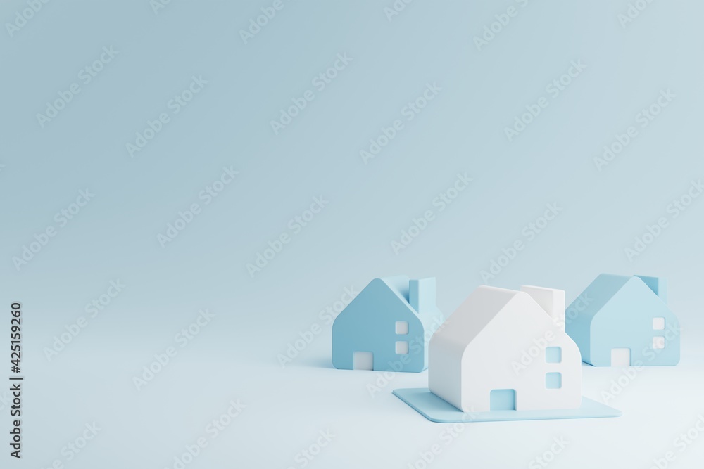 Blue and white houses background. Real estate business investment and ...