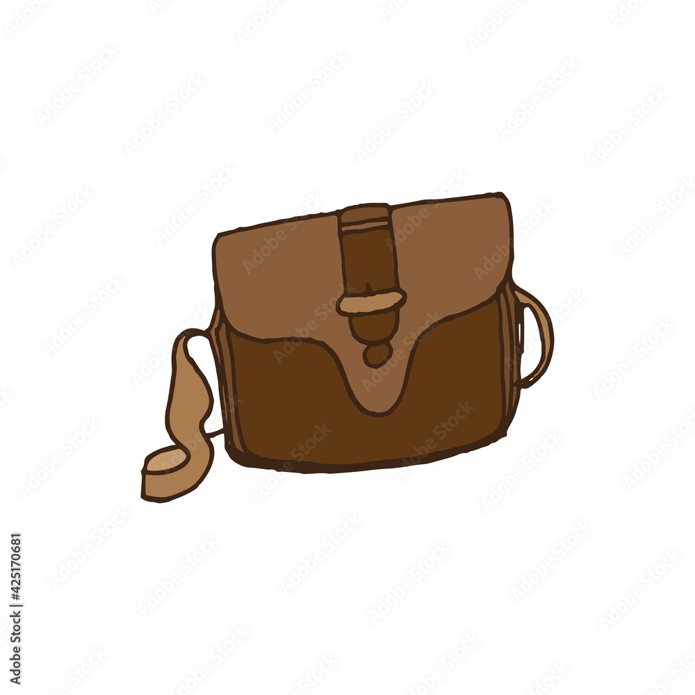 leather sling bag icon. vector illustration. brown and trendy. hand ...