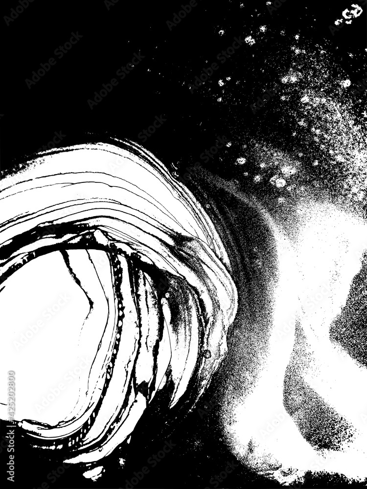 Abstract black and white graphics — minimalistic illustration made with ...