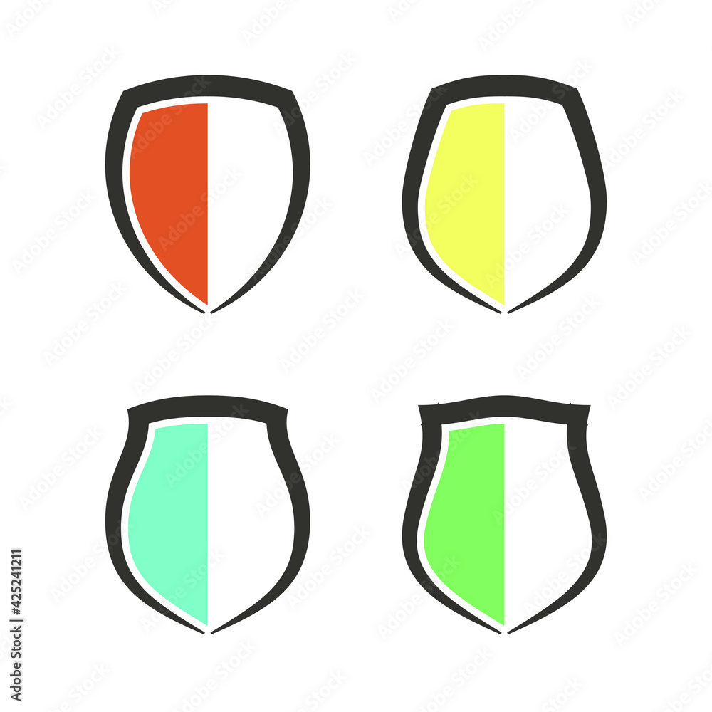 Protect guard shield plain line concept. Outline shield badge. Safety ...