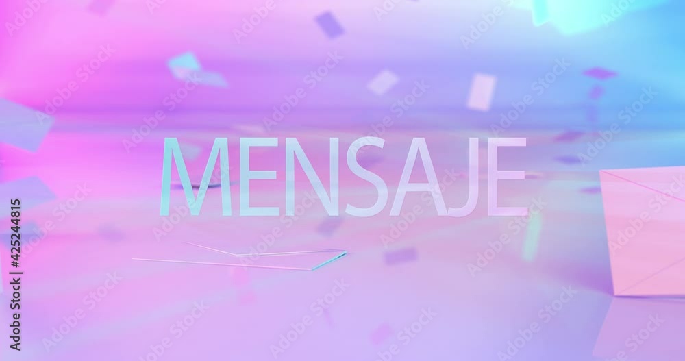 The inscription MESSAGE in Spanish stylized as a 3D. Looped endless ...