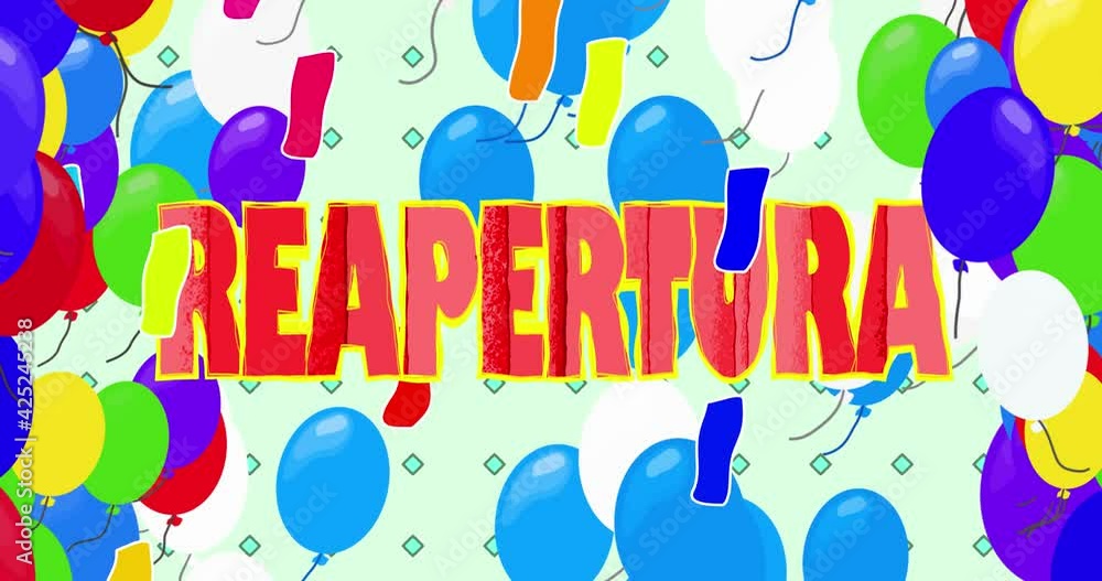 The heading REOPENING in Spanish stylized as a child's drawing or ...