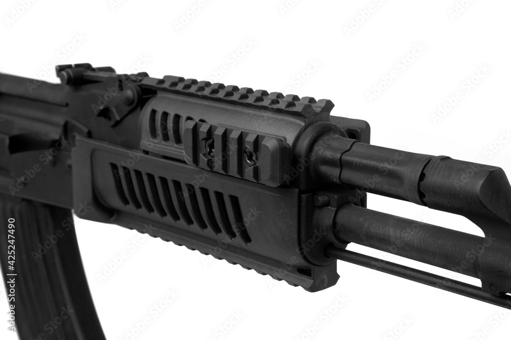 Soviet carbine in modern body kit isolate on a white background. Tuned ...