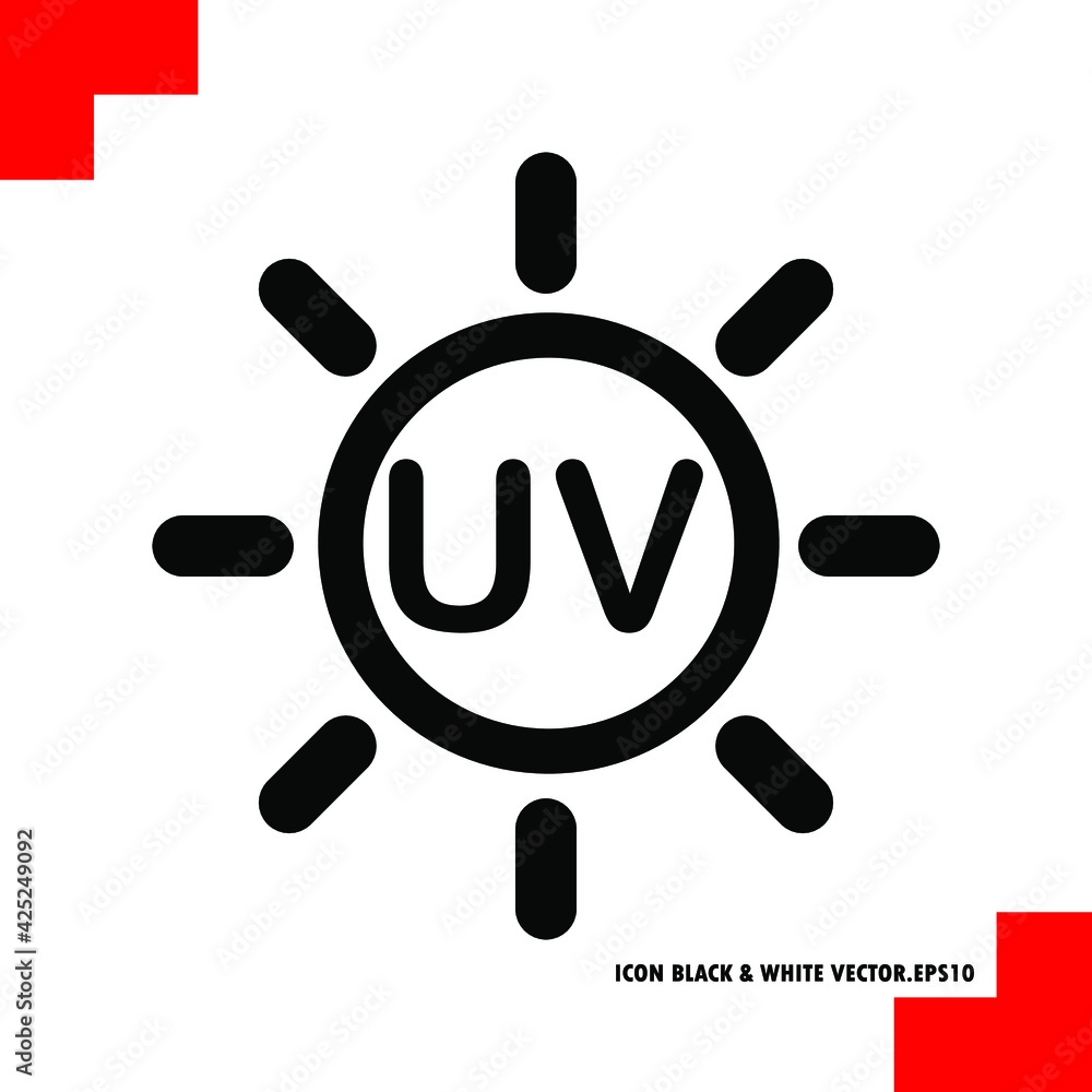 Round icon with lines of rays illustration, symbol of ultraviolet light ...