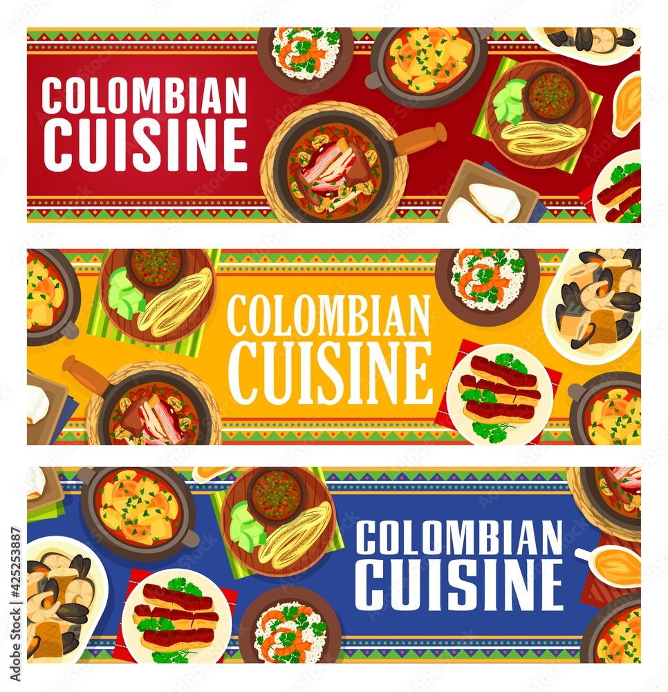 Colombian cuisine vector fried bananas with tomato onion sauce, milk ...