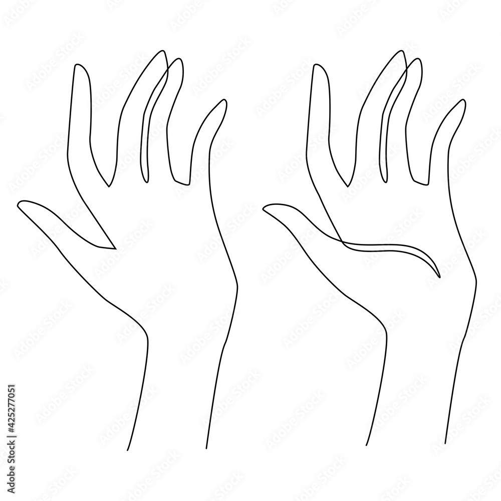 Woman's hand gestures. One line drawing. Vector illustration. Grace and ...