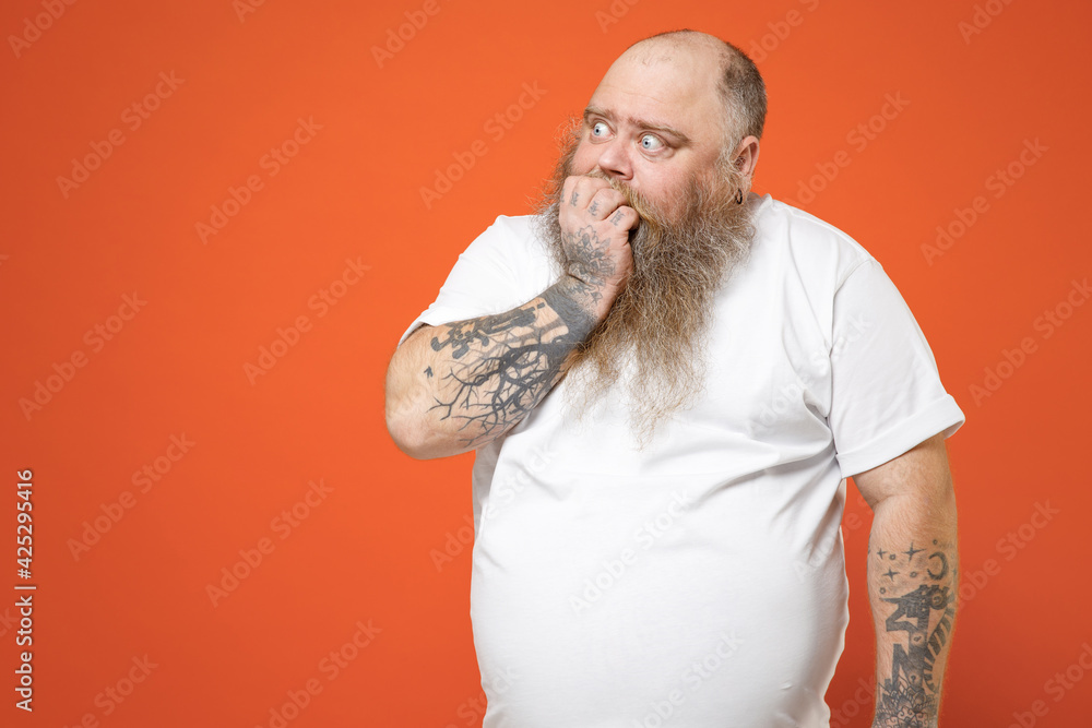 Fat confused puzzled pudge obese chubby overweight tattooed blue-eyed ...