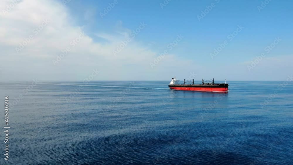 Vidéo Stock Large cargo ship. A bulk carrier carries cargo across the ...