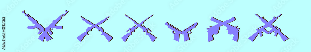 set of crossed gun cartoon design template with various models. vector ...