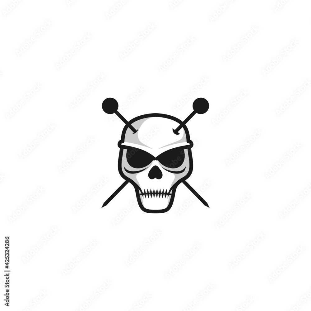 voodoo skull logo template - punk skeleton with cross needles graphic ...