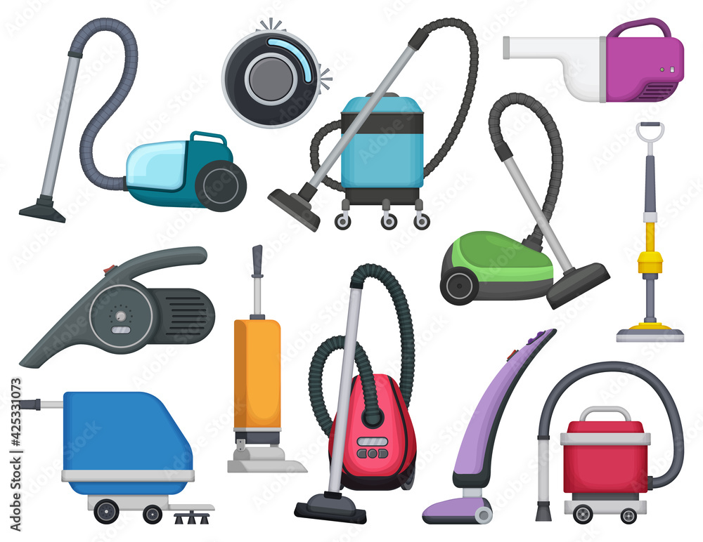 Vacuum cleaner vector cartoon icon set . Collection vector illustration ...
