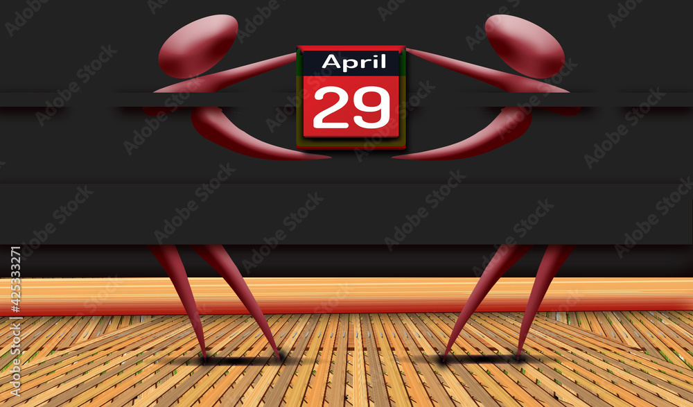29 April. date ,day, month .calendar for the month of April, on black ...