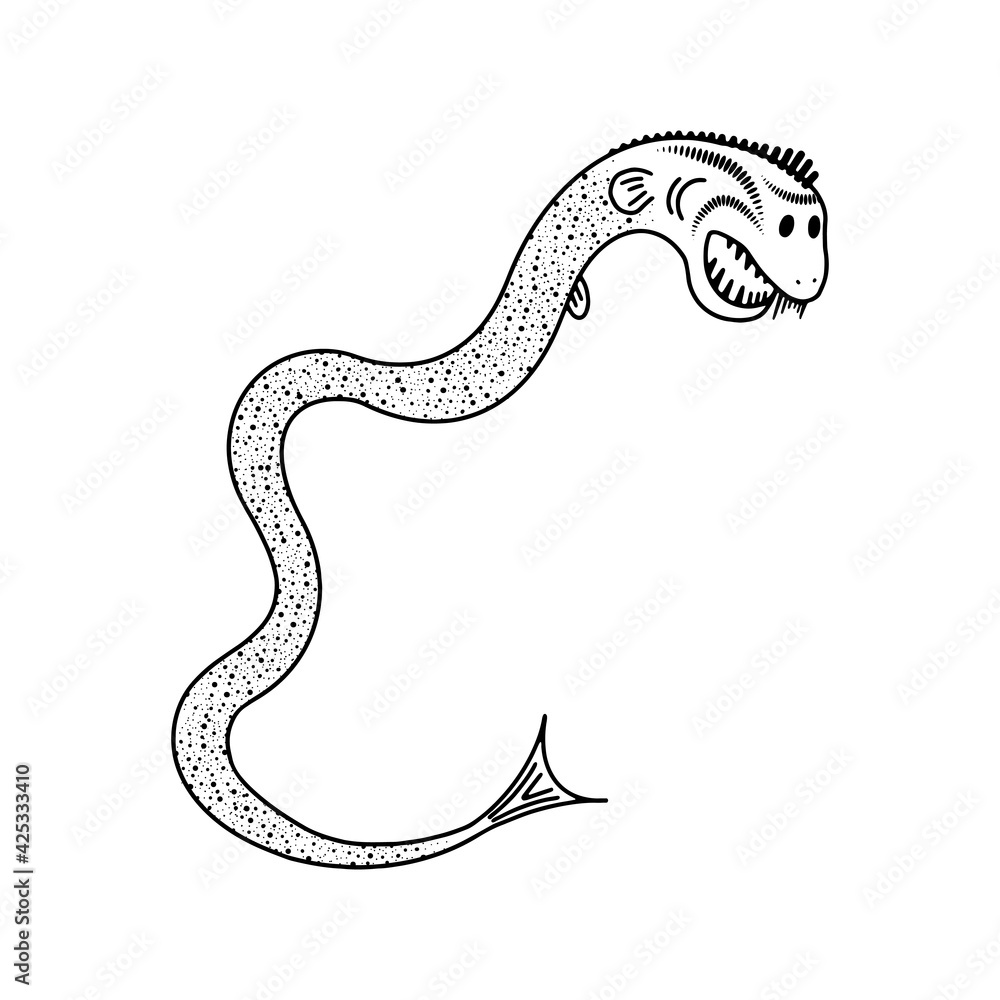 Deep sea creature. Illustration with fantastic marine dangerous fish ...