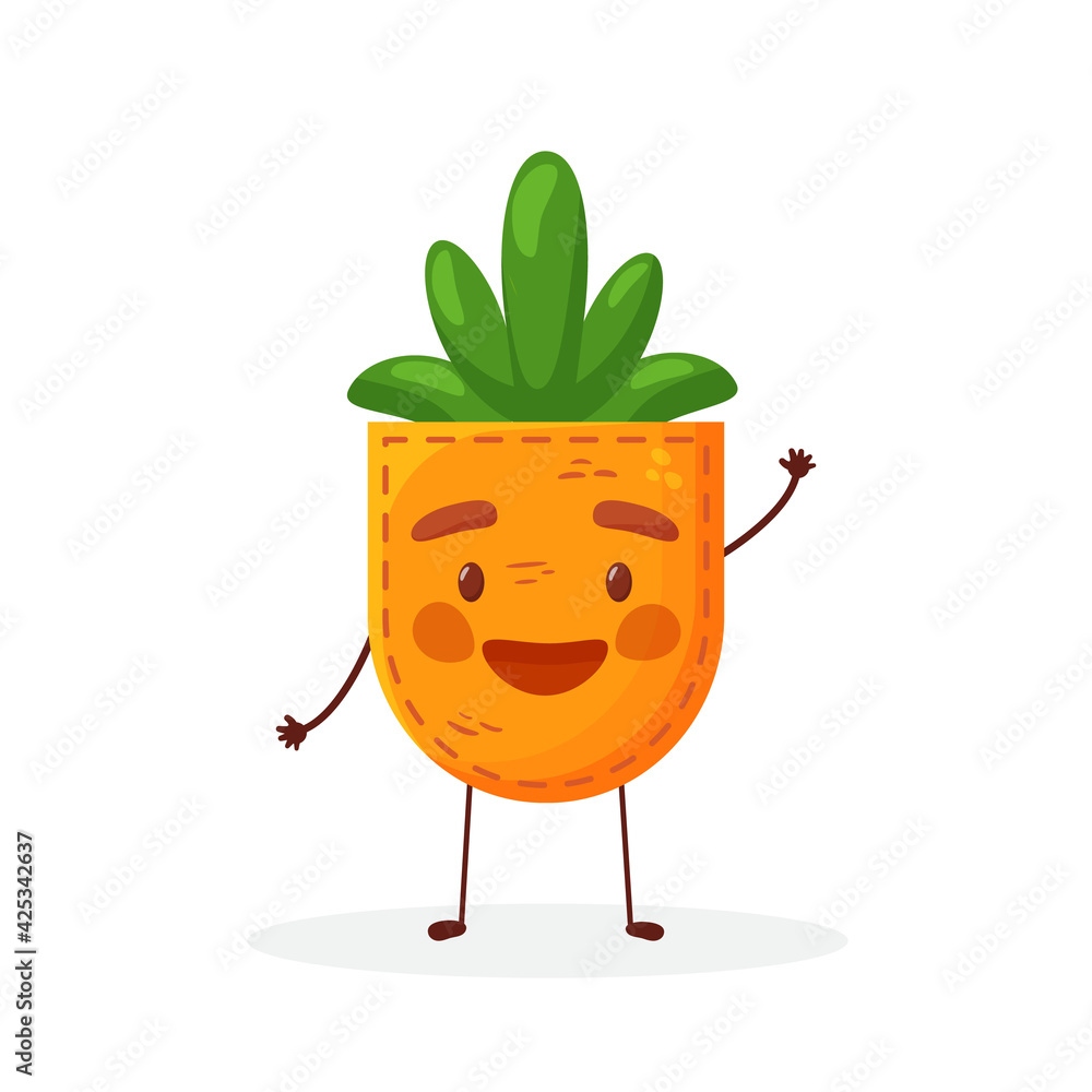 Carrot-shaped patch pocket. Character pocket carrot. Cartoon style ...