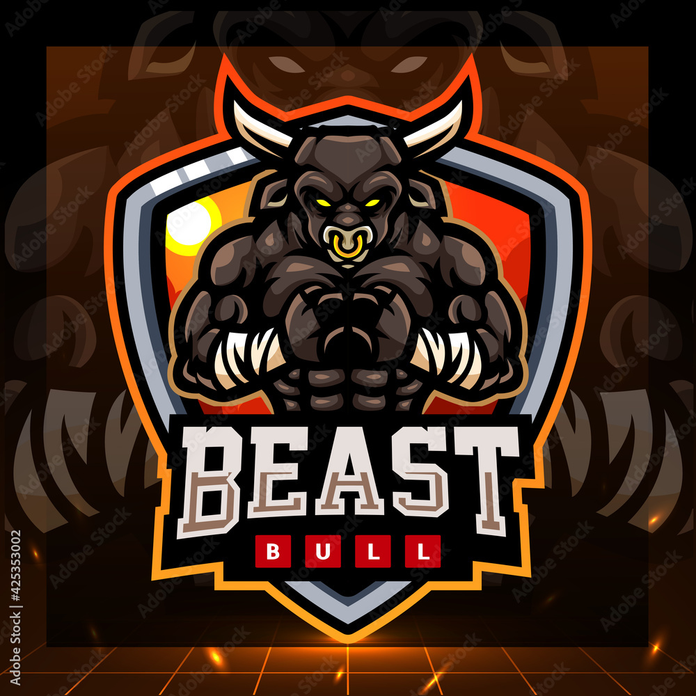 Beast bull mascot. esport logo design Stock Vector | Adobe Stock