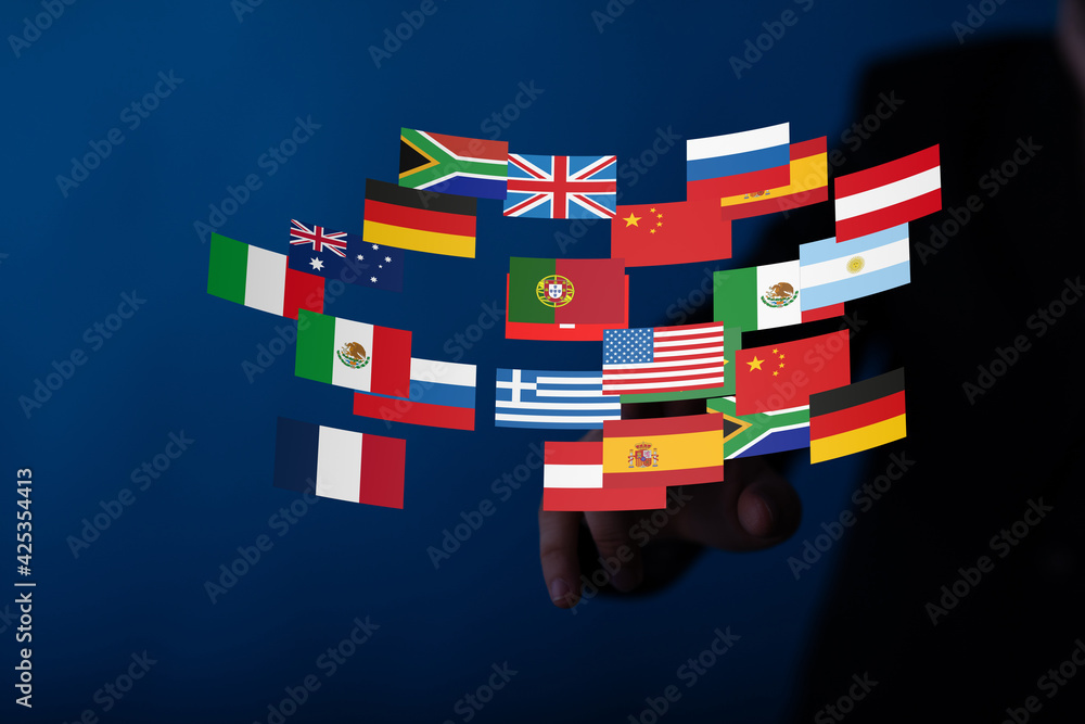 World map with all states and their flags Stock Photo | Adobe Stock
