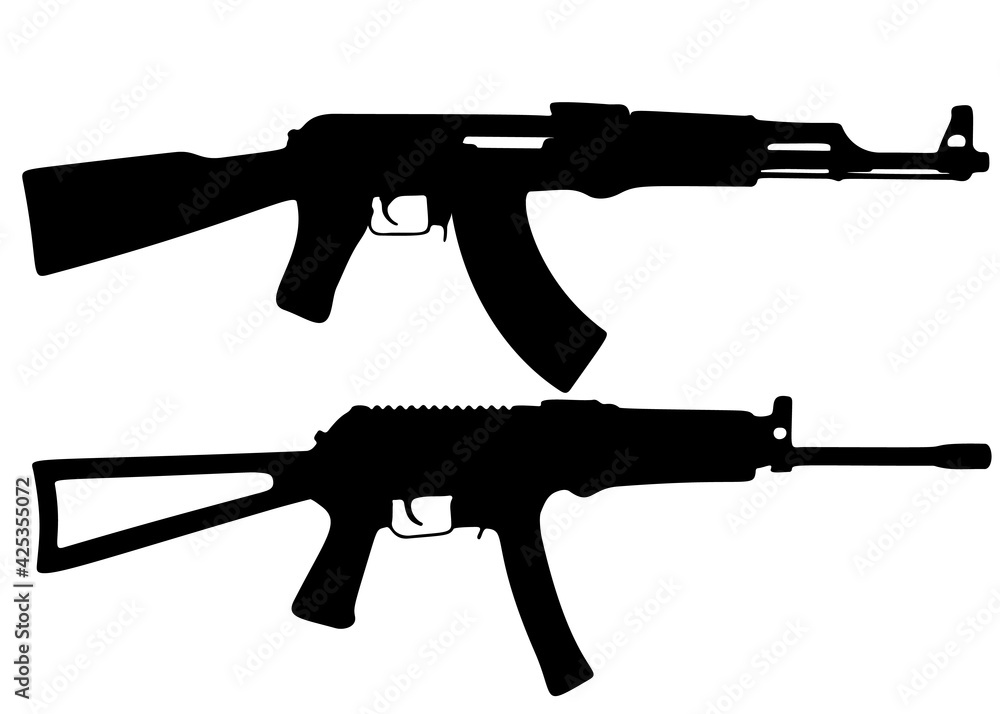 The weapon is a submachine gun. Firearms. Stock Vector | Adobe Stock