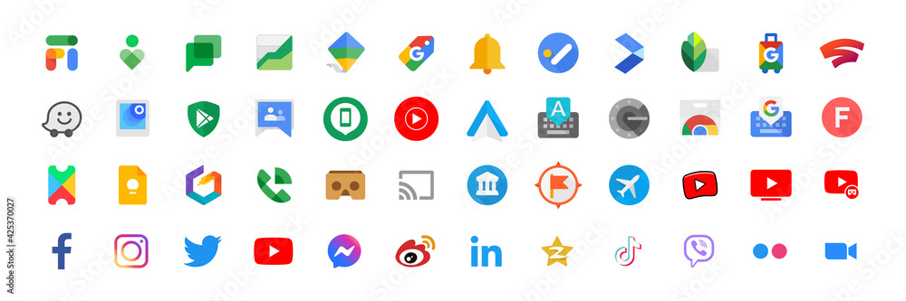 Google LLC. Official logotypes of Google Apps. Youtube Apps. Popular ...