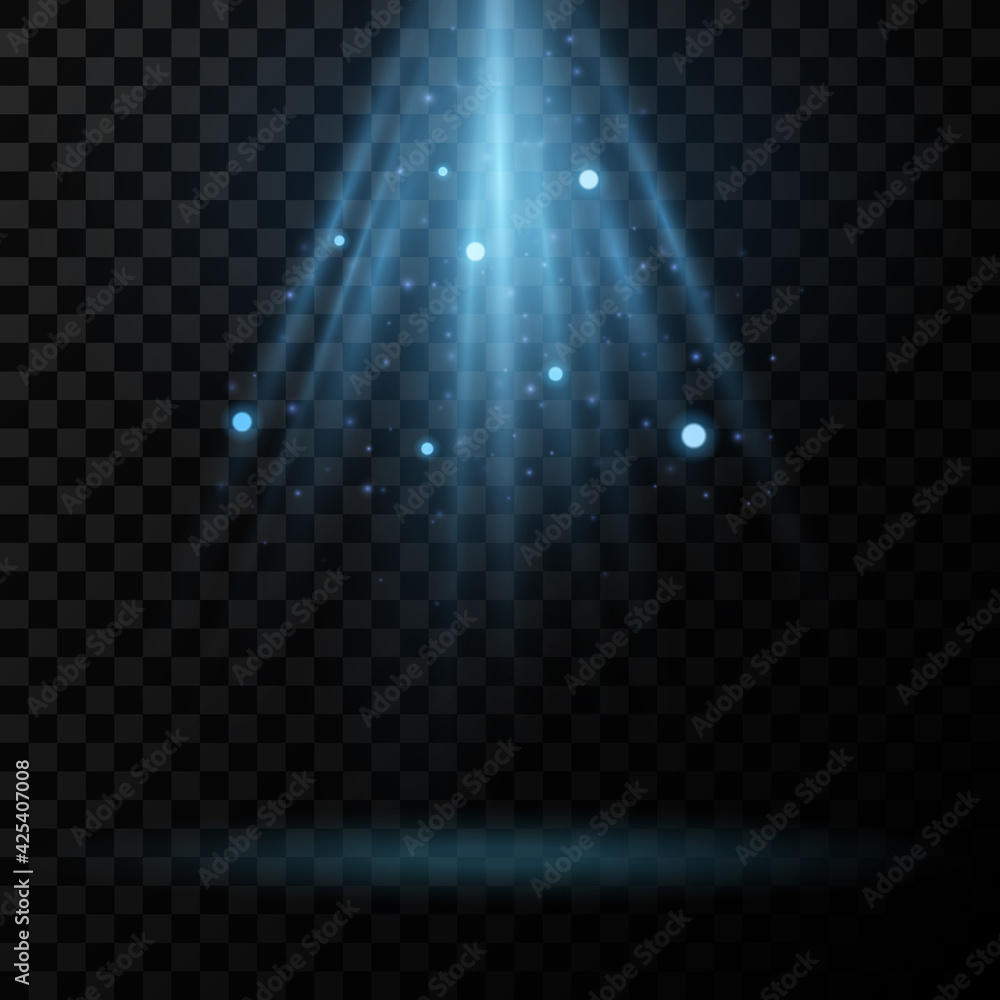 Abstract blue light effect with glitter on a transparent background ...