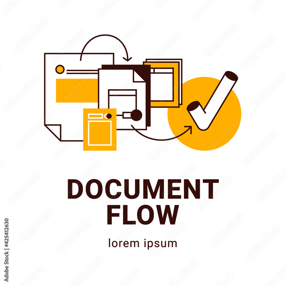 Document flow concept icons, thin line, flat design. Design of business ...