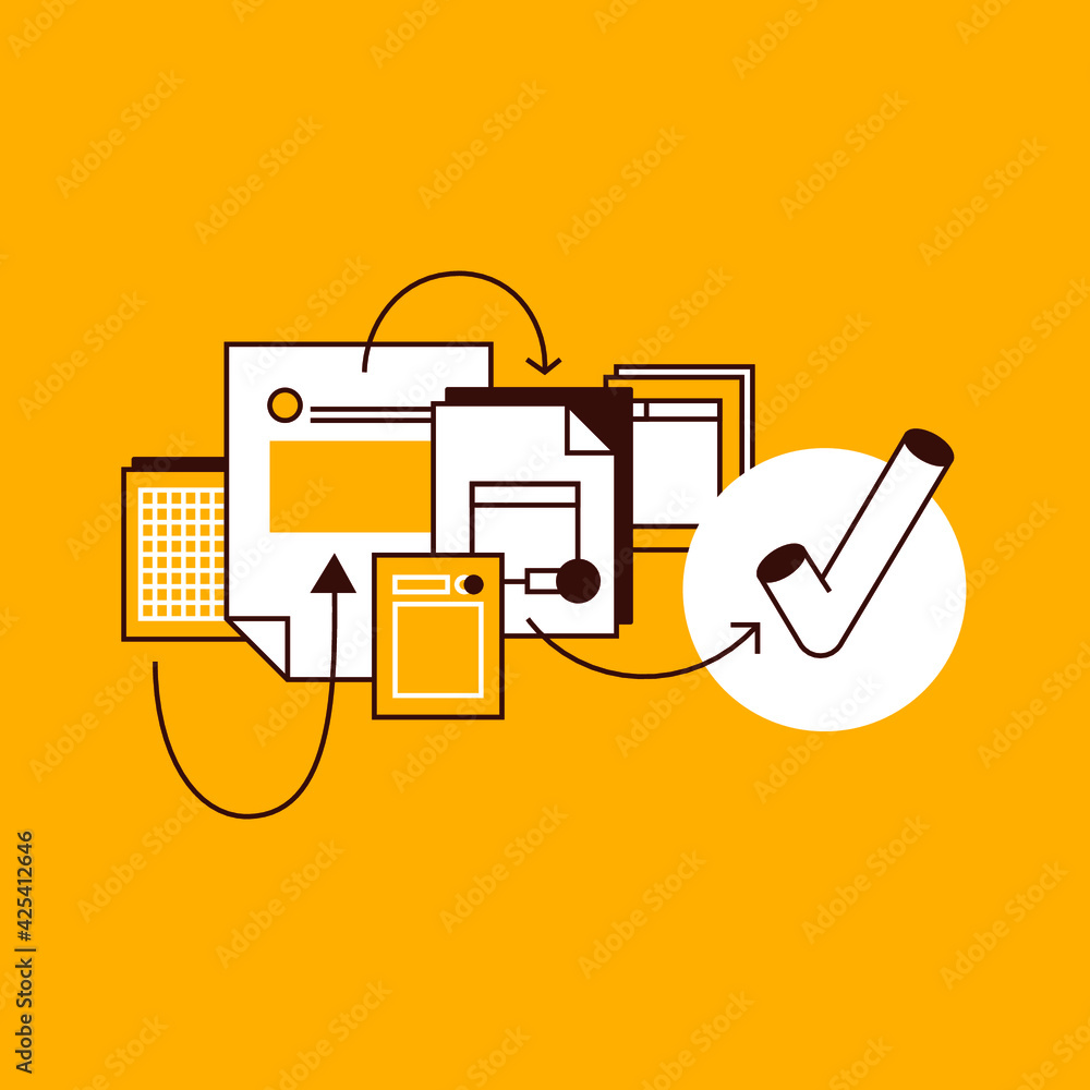 Document flow concept icons, thin line, flat design. Design of business ...