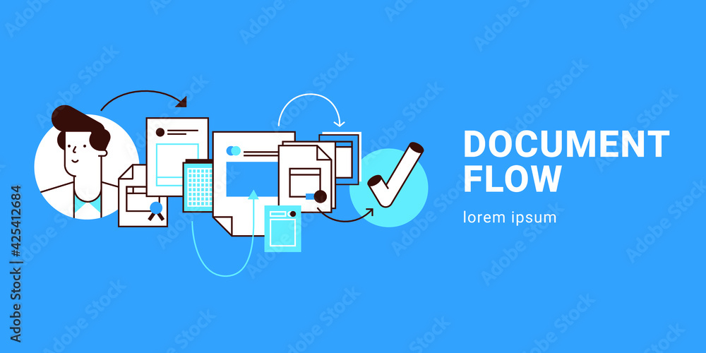 Document flow concept icons, thin line, flat design. Design of business ...