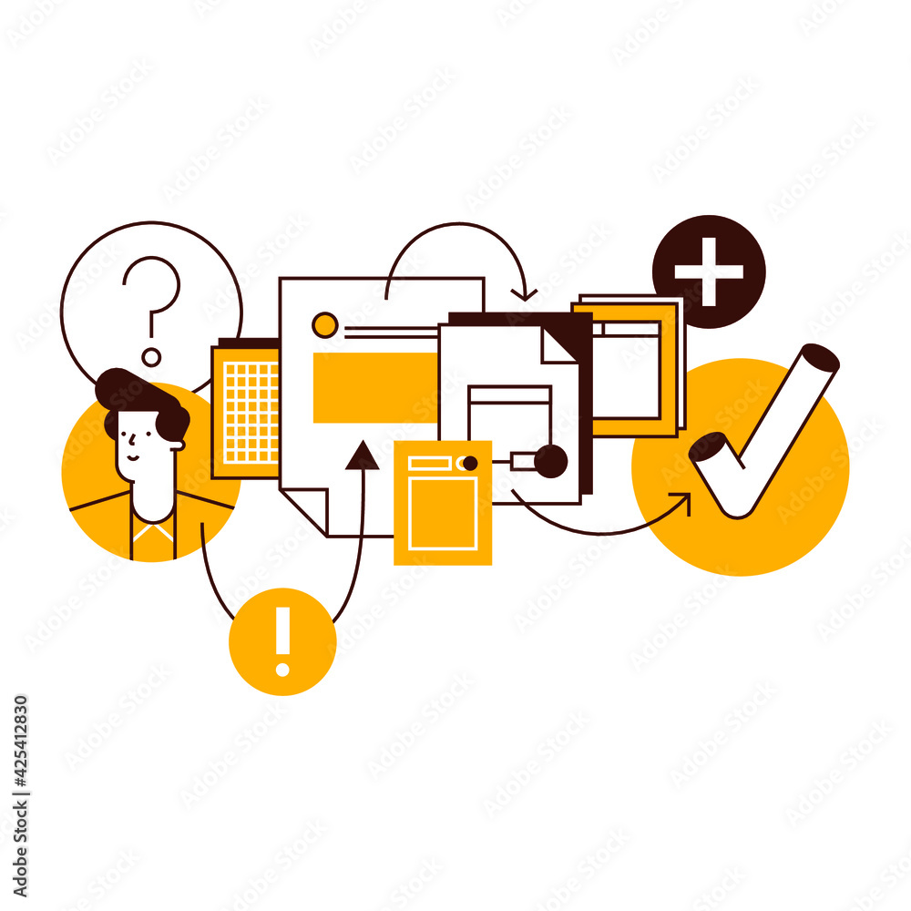 Document flow concept icons, thin line, flat design. Design of business ...