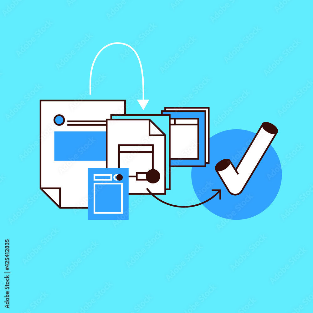 Document flow concept icons, thin line, flat design. Design of business ...