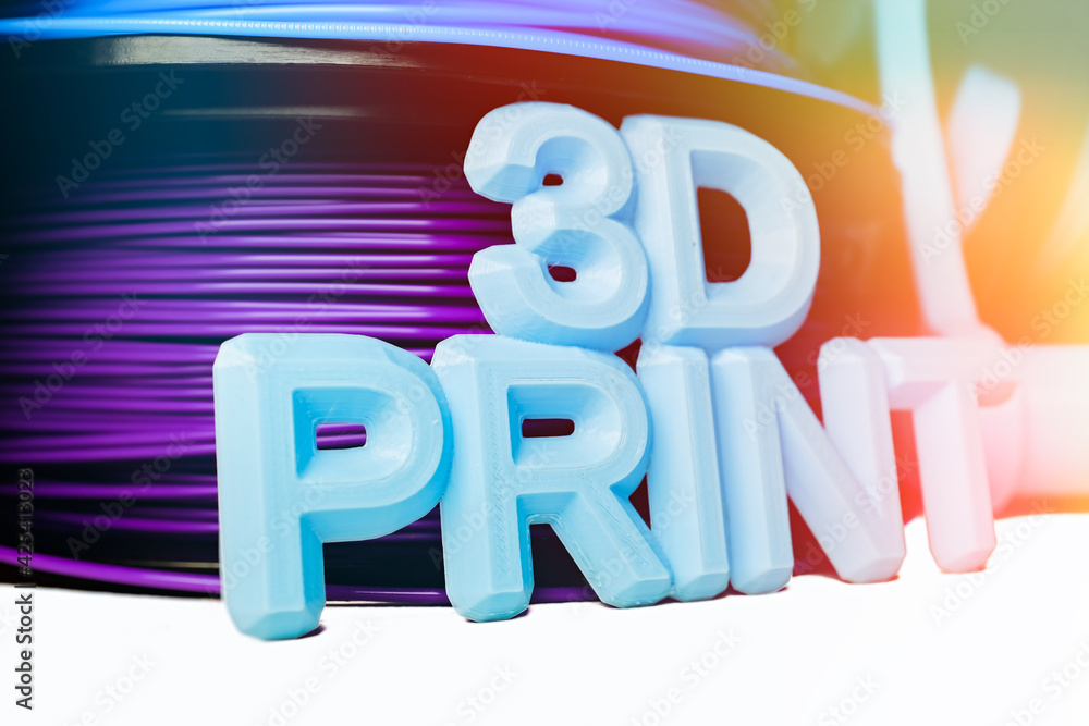 3d text symbol made of 3d printer and coil filament 3d printer Stock ...