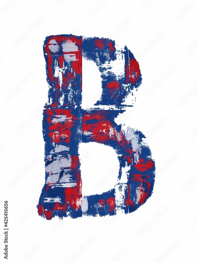 Letter B. painted paint font for English alphabet isolated on white ...