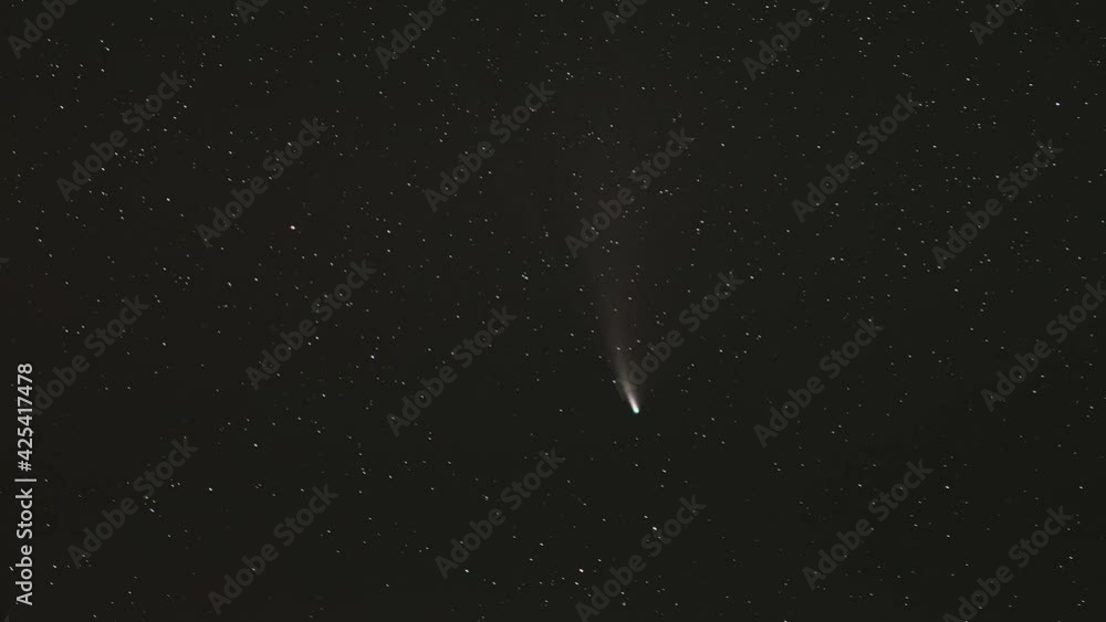 18 July 2020. Comet Neowise C2020F3 In Night Starry Sky. Natural Night ...