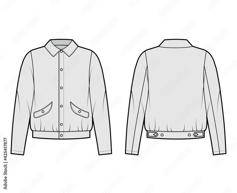 Blouson jacket technical fashion illustration with classic collar ...