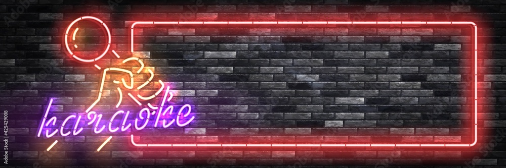 Vector realistic isolated neon sign of Karaoke frame for template ...