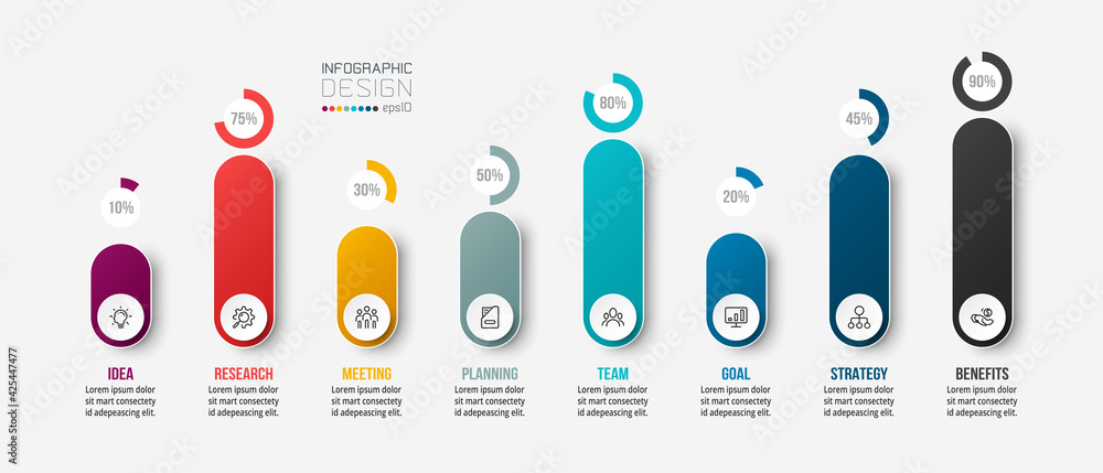 Business concept infographic template with percentage option. Stock ...