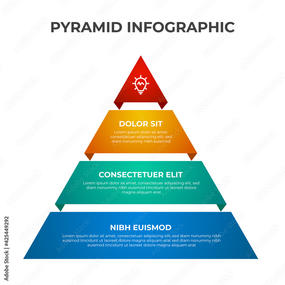 Pyramid list infographic element template with 3 point, bullet ...
