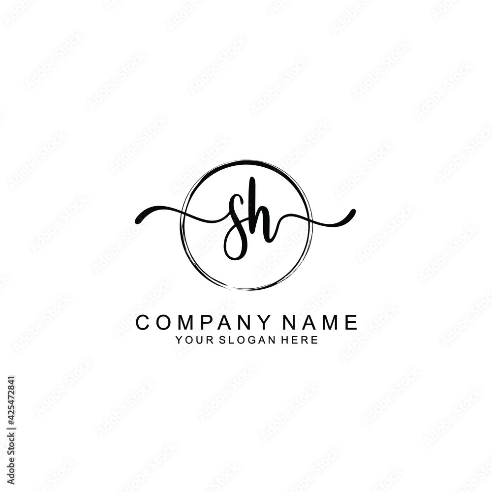 SH Initials handwritten minimalistic logo template vector Stock Vector ...