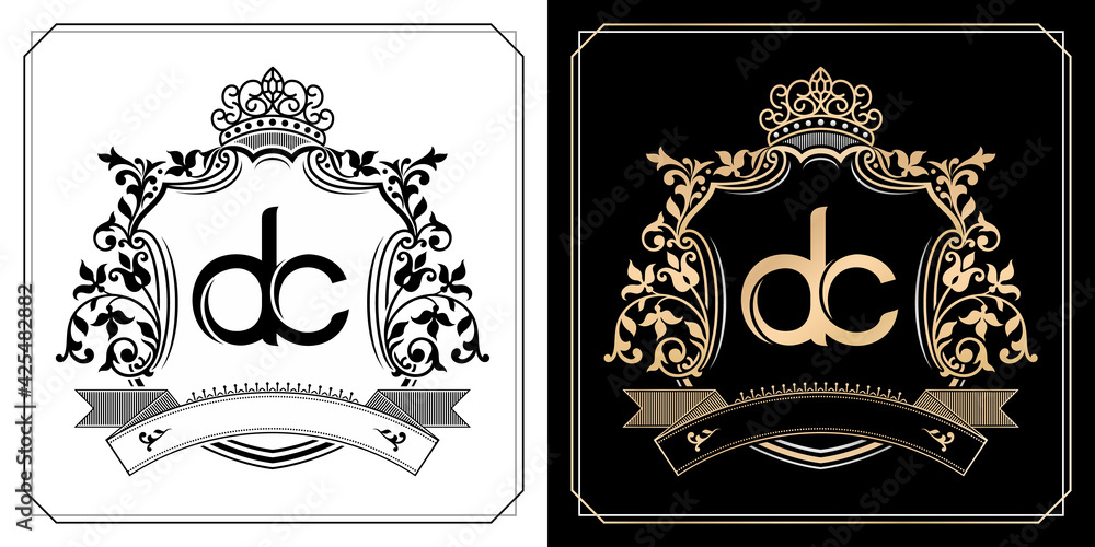 DC royal emblem with crown, initial letter and graphic name Frames ...