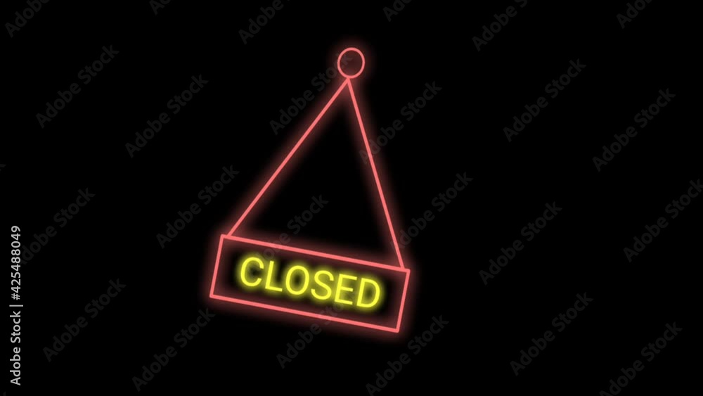 Vidéo Stock Closed baner swing effect on black screen with red neon ...