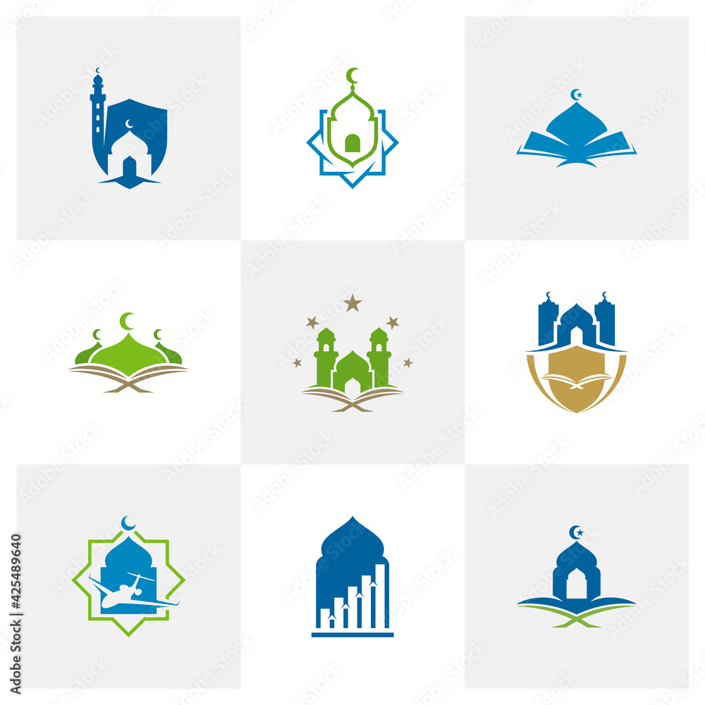 Set of Mosque logo design vector illustration, Creative Islamic logo ...