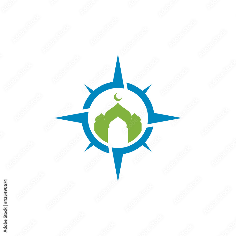 Compass Mosque logo design vector illustration, Creative Islamic logo ...