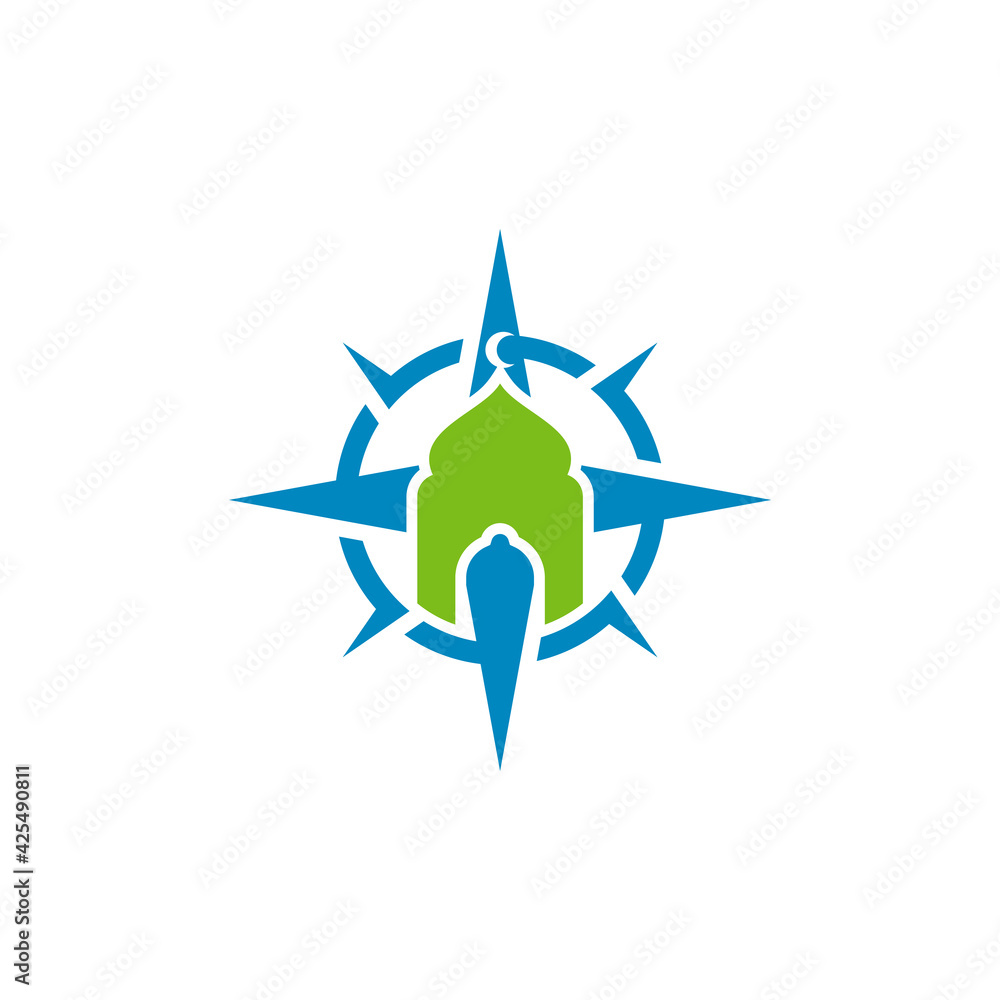 Compass Mosque logo design vector illustration, Creative Islamic logo ...