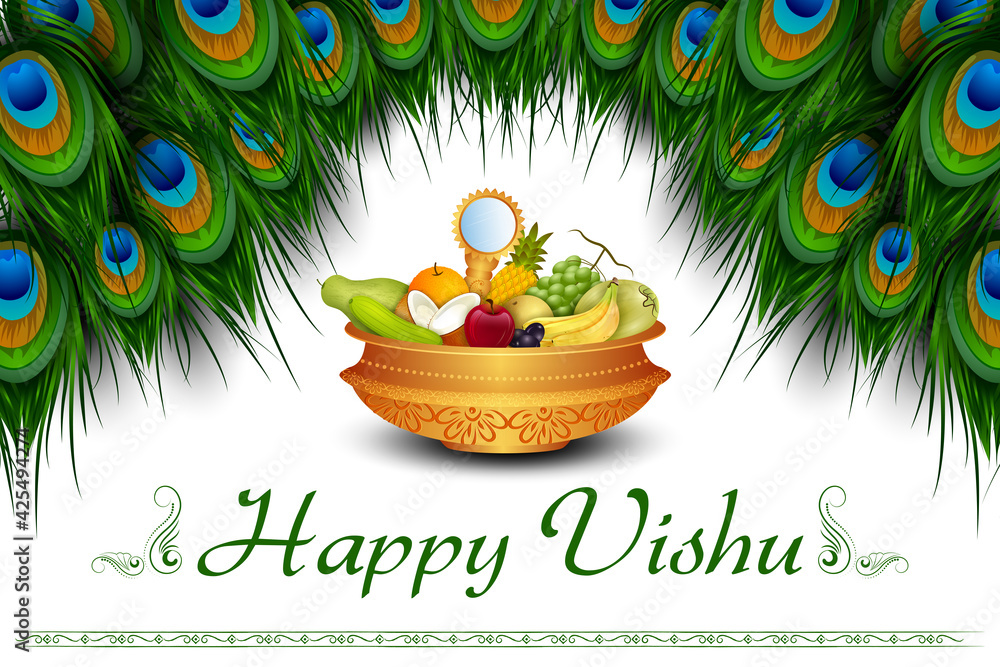 vector illustration of Vishu festival of Hindu celebrated in South ...