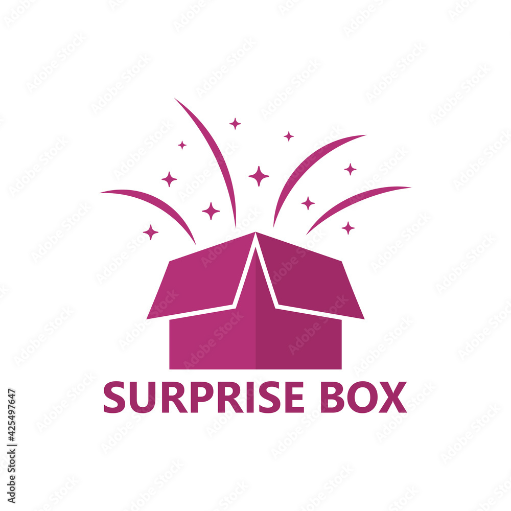 Surprise box logo template design Stock-Vektorgrafik | Adobe Stock
