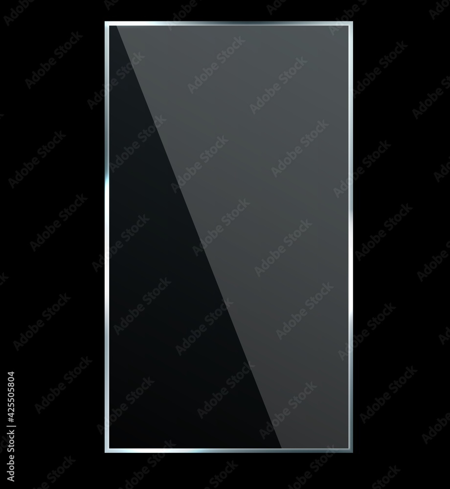 Reflection effect glossy. Transparent glass plastic window with bright ...