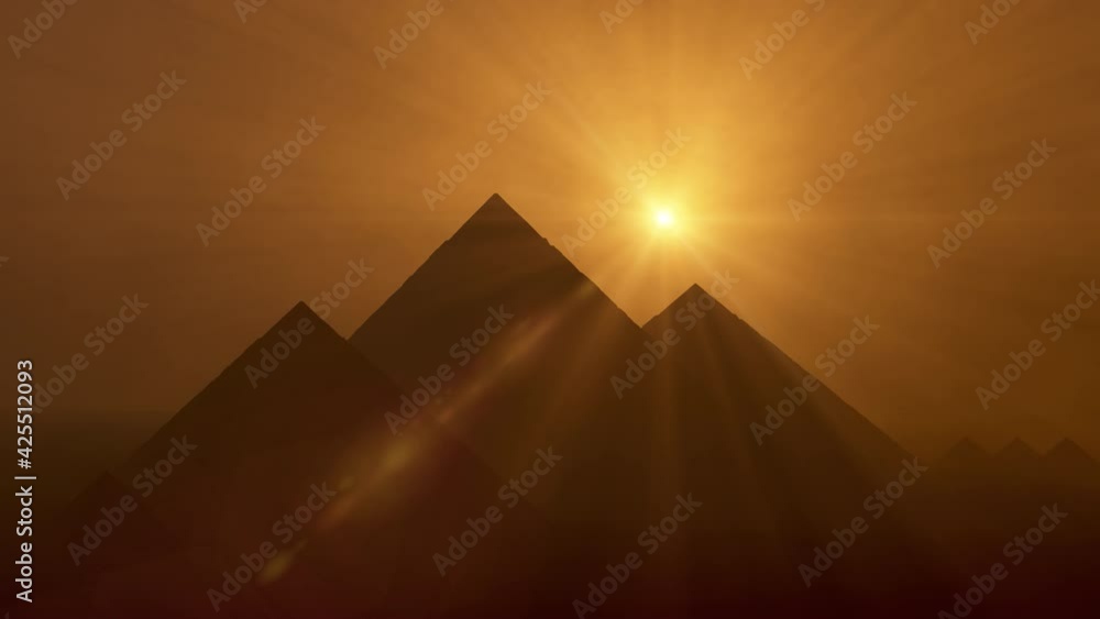 Sunrise over Great Giza pyramids of Khufu, Menkaure and Khafre, Cairo ...
