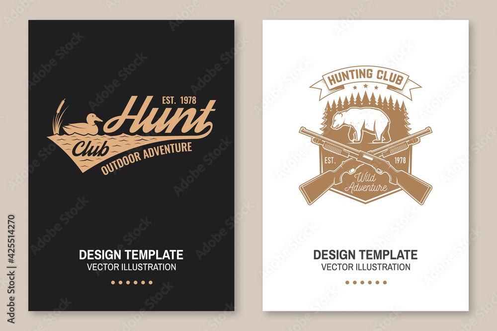 Hunting club. Vector Flyer, brochure, banner, poster design with with ...