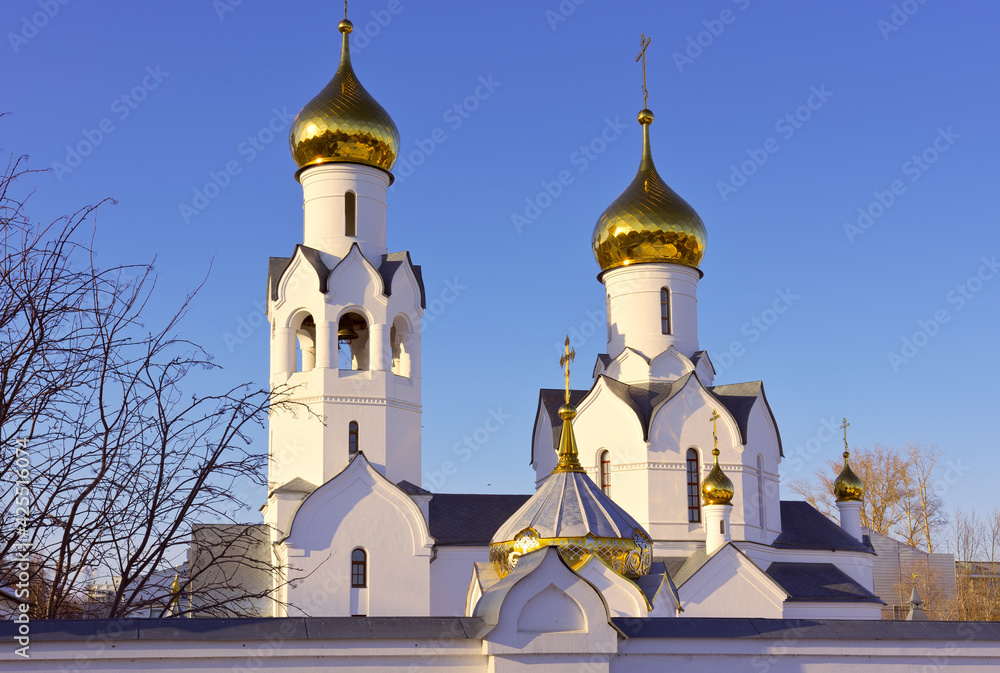 Church of the Archangel Michael in Novosibirsk. The towers of the ...